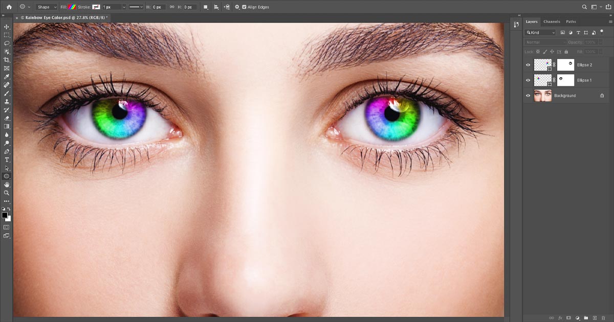 Create Rainbow Eye Colors In Photoshop